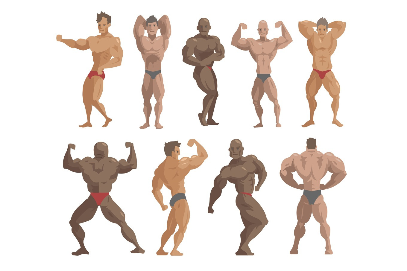 Bodybuilders characters vector illustration., a Healthcare Illustration ...