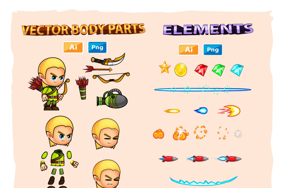 Elf 2D Game Character Sprites, an Illustration by DionArtworks ...