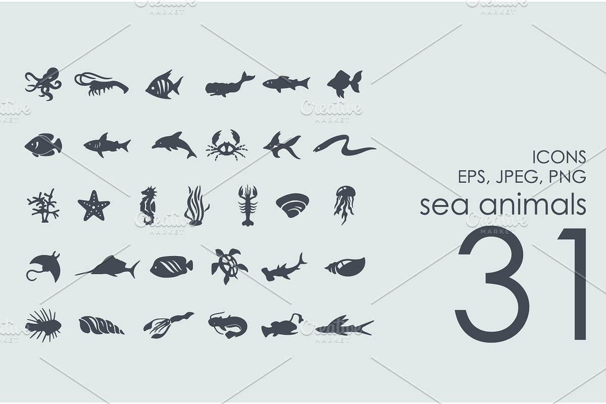 31 sea animals icons, an Icon by Palau