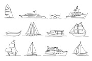 One continuous line boats. Sailboat, a Transportation Illustration by ...
