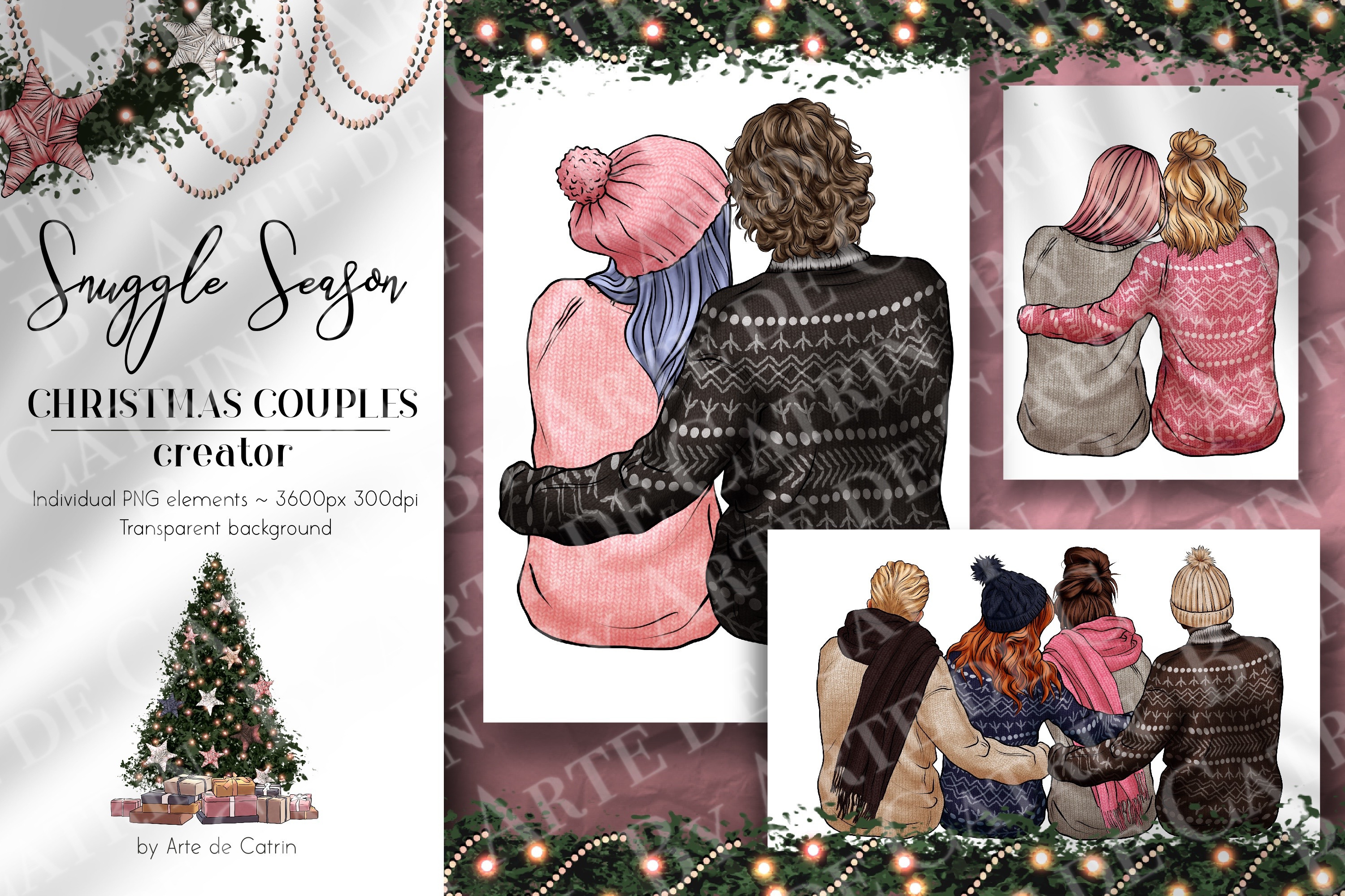 Snuggle Season, Christmas Couple Art, a Decorative Illustration by ...