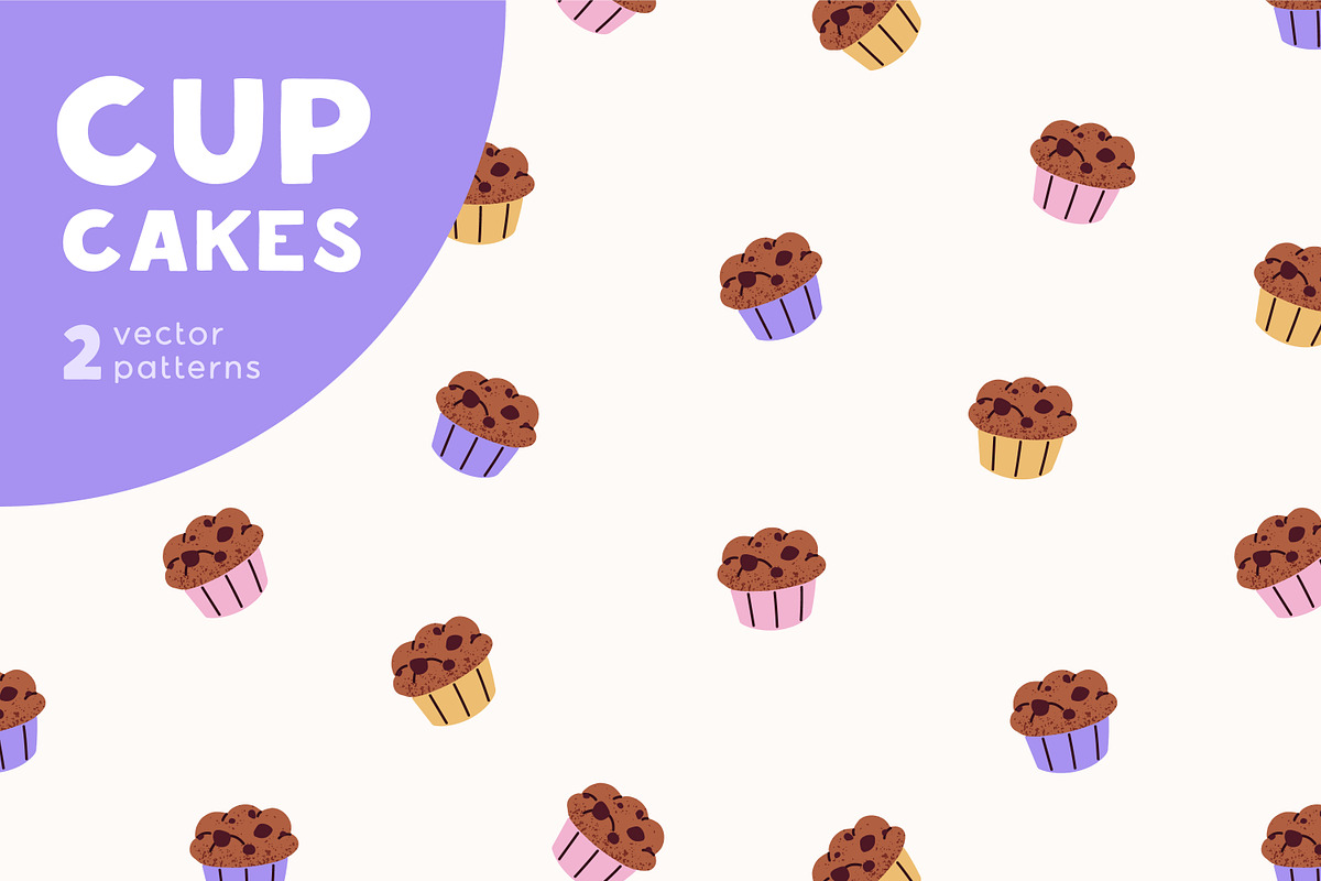 Sweet cupcakes seamless patterns, a Pattern Graphic by Good Studio