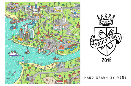 Doodle island maps, an Illustration by WINS Doodle shop