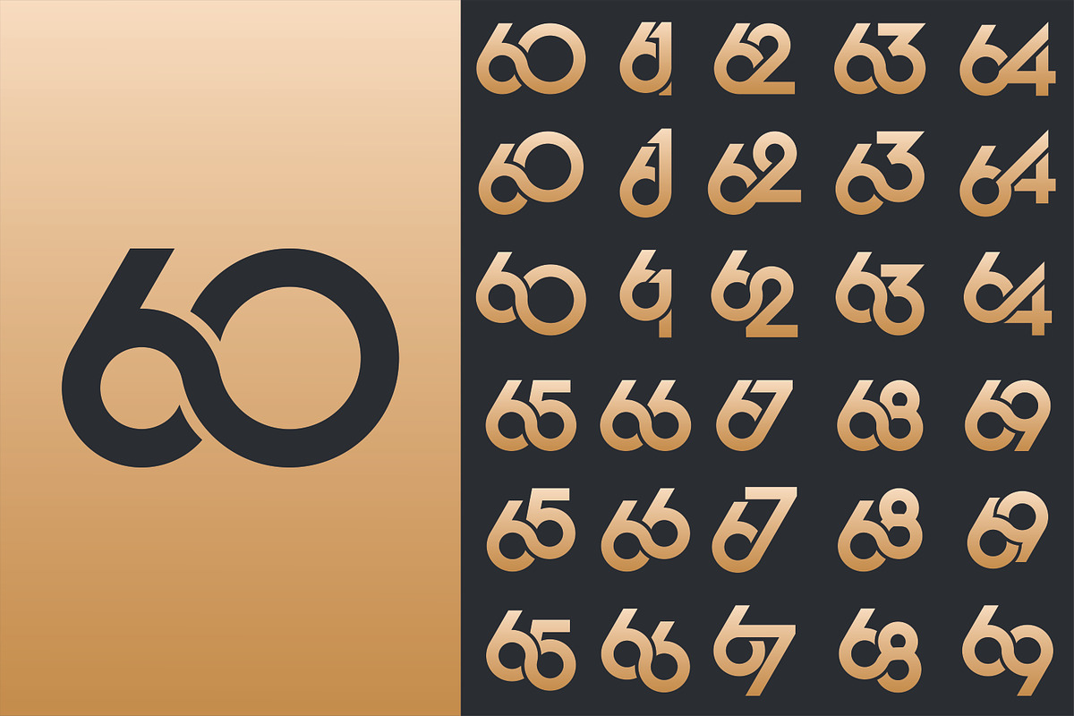 creative number 60 to 69 logo design, a Branding & Logo Template by ...