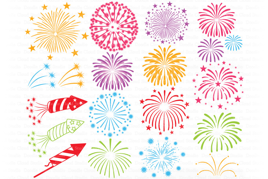 Fireworks SVG Cut Files, an Illustration by Doodle Cloud Studio