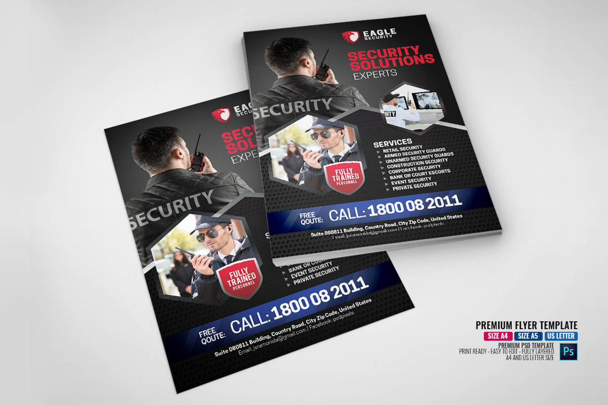 Security Services Flyer, a Flyer Template by PSDPixel