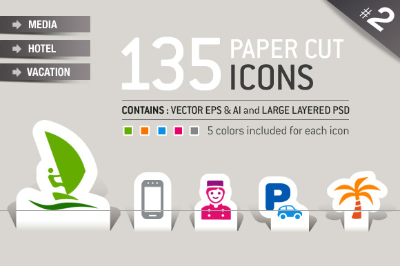 135 Papercut Icons, an Icon by sharpnose