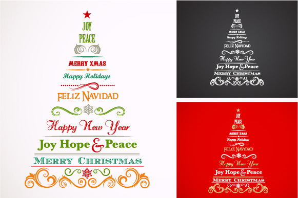 Vintage Christmas trees with text, a Decorative Illustration by Marish