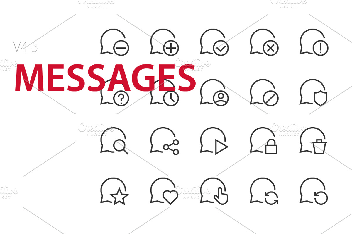 100 Messages UI icons, an Outline Icon by Palau