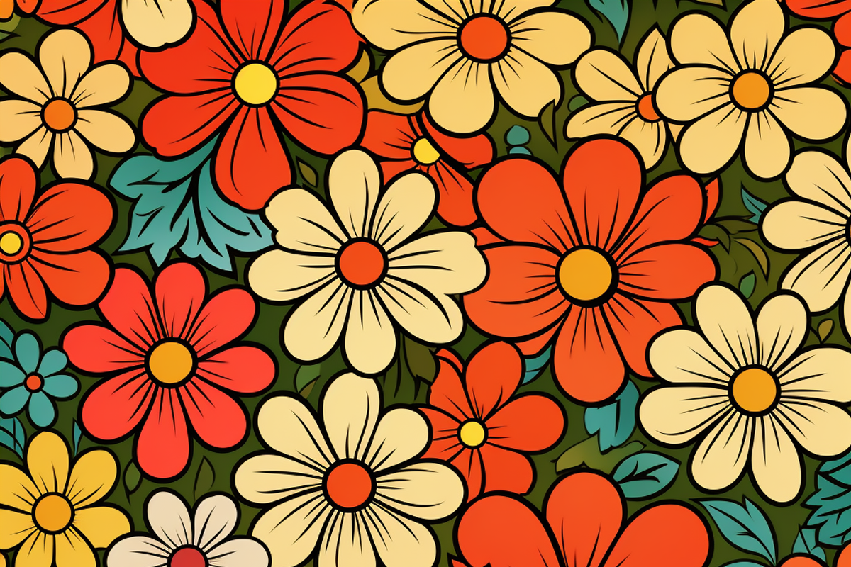 Red and Orange Floral Pattern