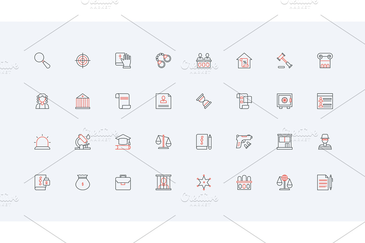 Justice law court legal judge icons, an Object Illustration by Lemberg ...