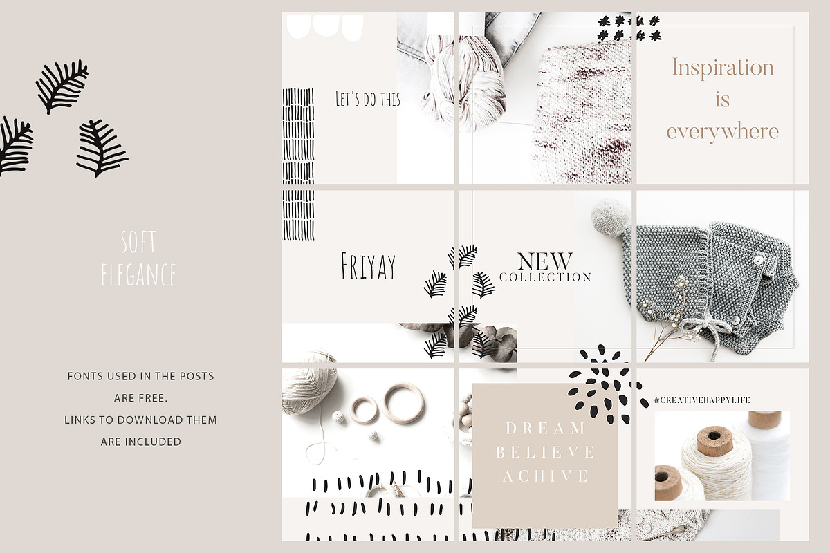 Instagram Puzzle Posts Templates Set