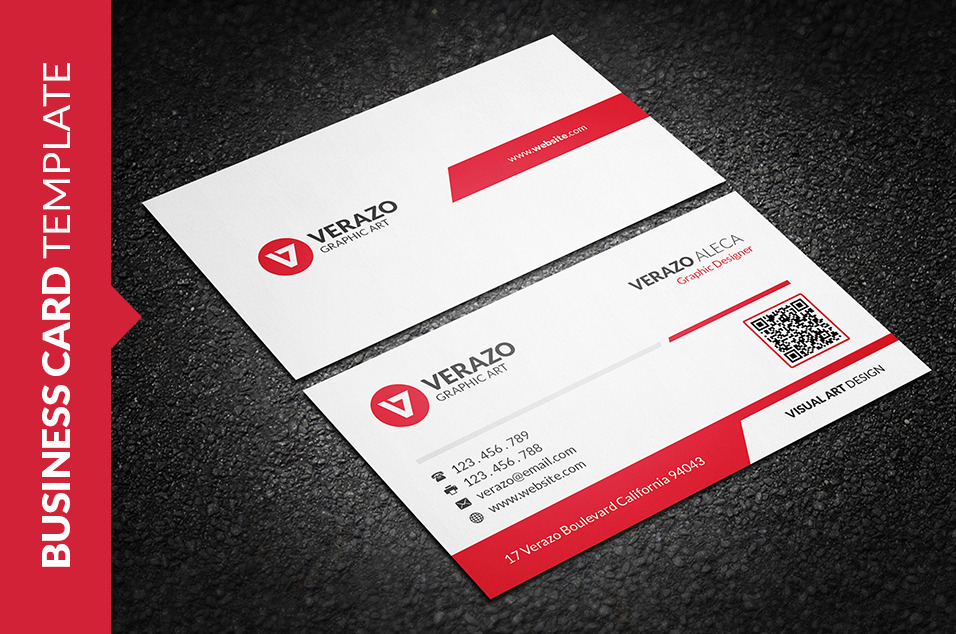 Clean Vibrant Red Business Card, a Business Card Template by Verazo