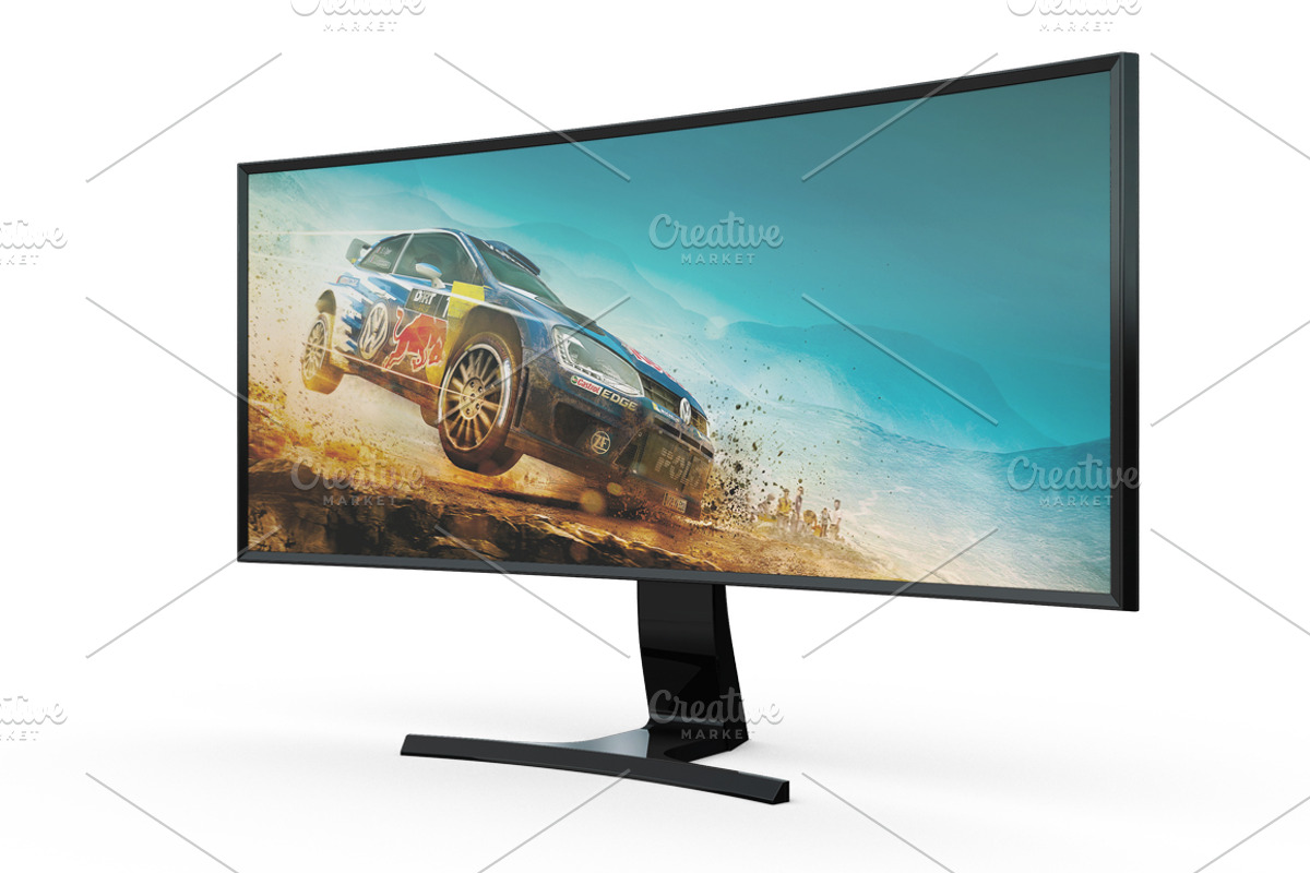 Curved Monitor Mockup, a Mockup by PixelMockup