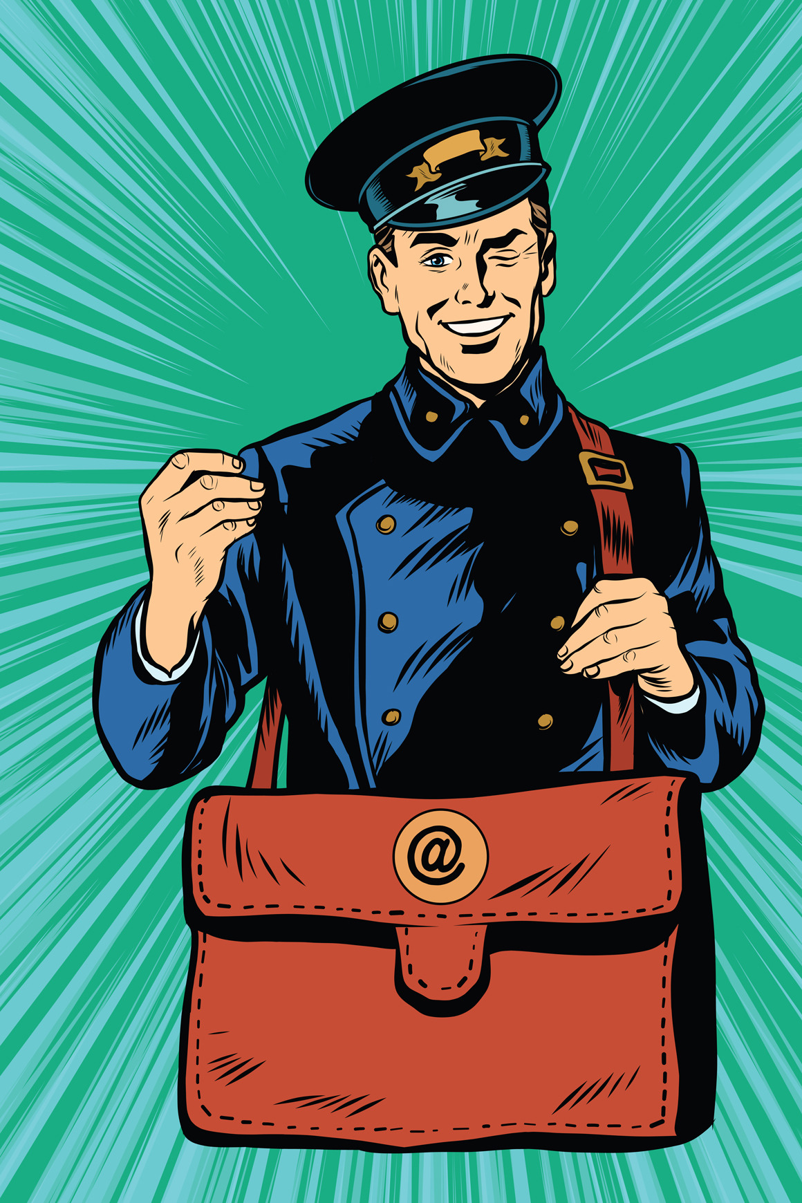 retro postman in blue uniform | People Illustrations ~ Creative Market