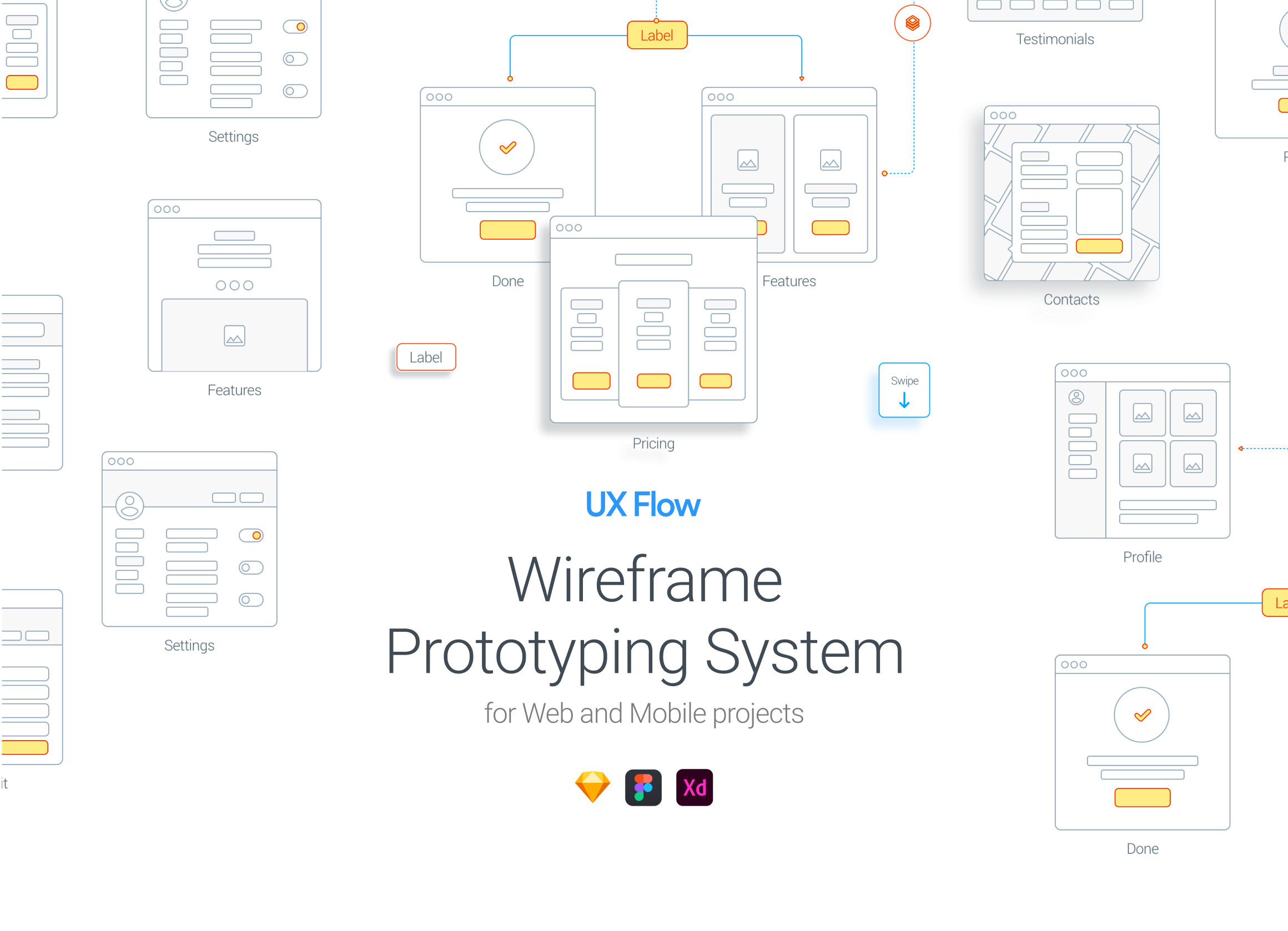 UX Flow | Wire Prototyping System, an UI Kit Template by ls.graphics