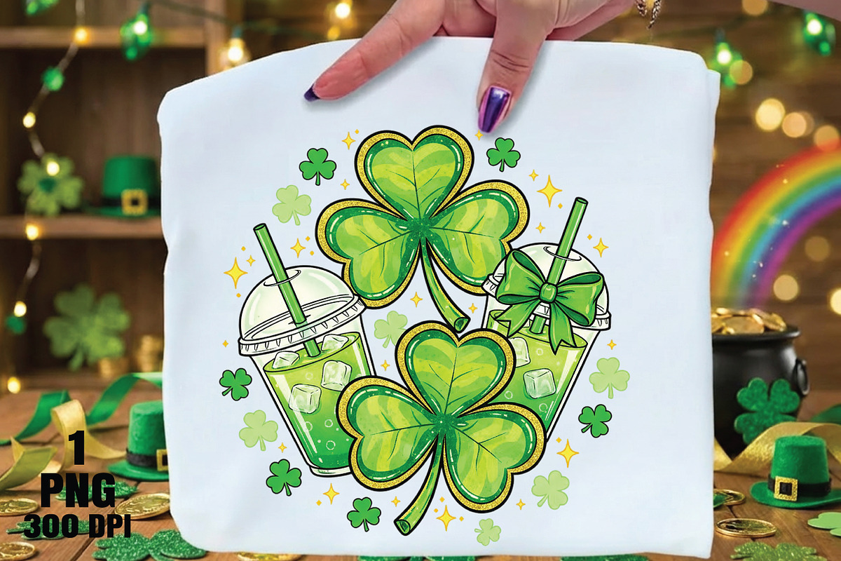 Lucky and Caffeinated png, an Illustration by Daily.Designs