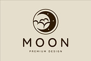 crescent moon vector logo design