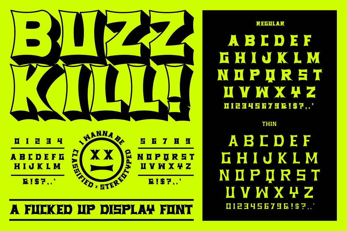 Buzzkill Display Font, a Font by Brethrendesignco