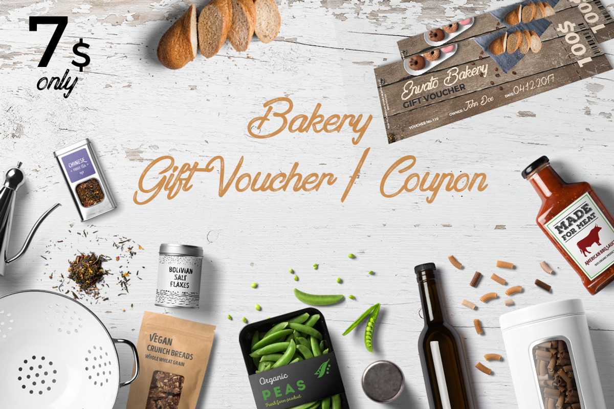 Bakery Gift Voucher/Coupon, a Card Template by Konakchiev