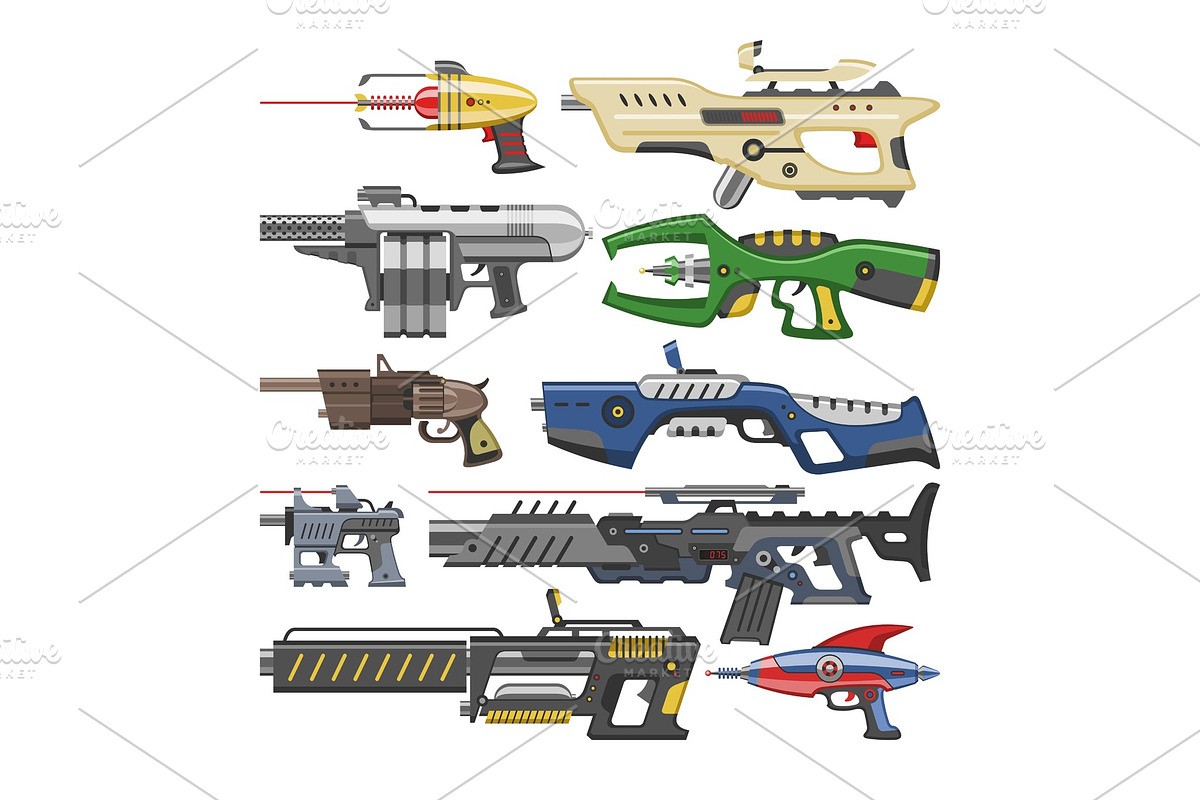 Weapon vector blaster laser gun with, a Technology Illustration by ...
