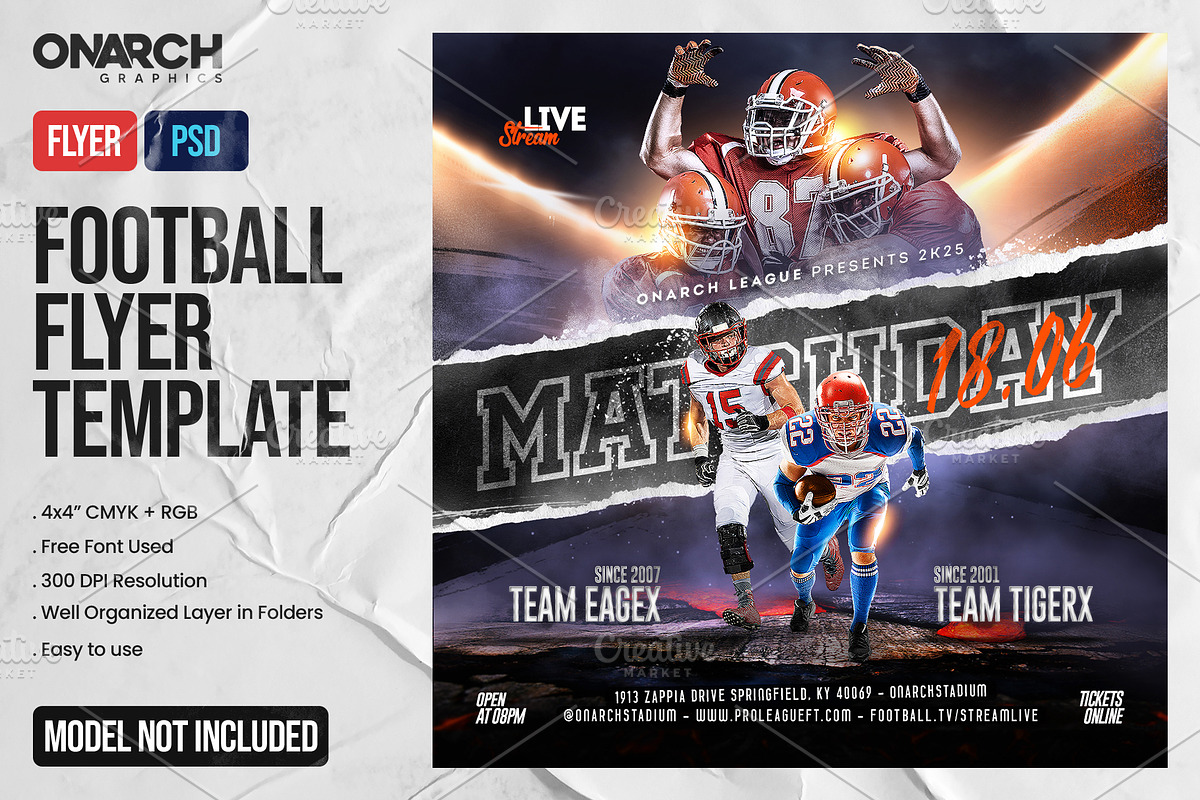 5 Football Flyer Templates, a Flyer Template by Onarch Graphic