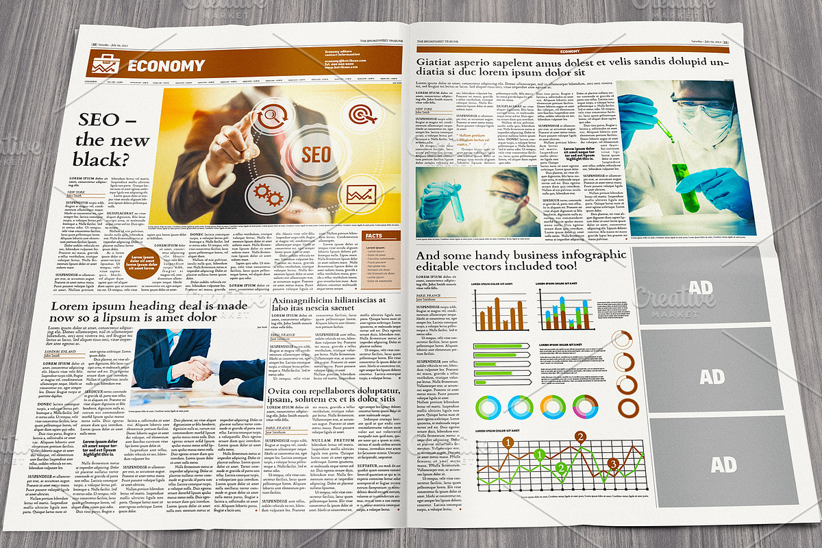 Broadsheet Newspaper Template, a Magazine Template by Mikko Lemola