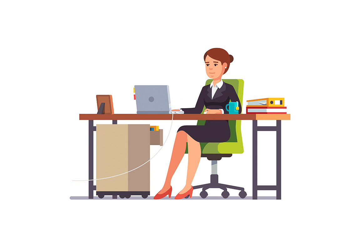 Clerk working at her office desk, an Object Illustration by Iconicbestiary