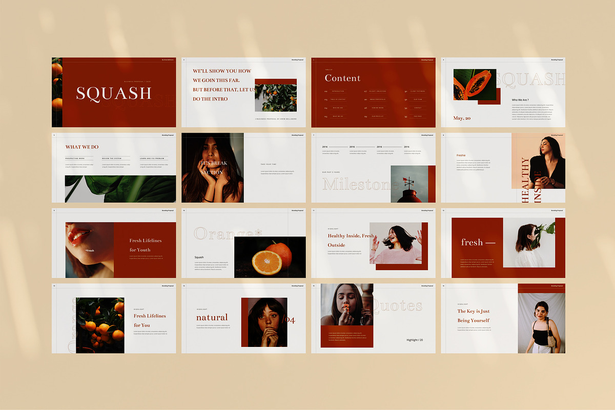 Squash Powerpoint, a Presentation Template by Visuel Colonie®