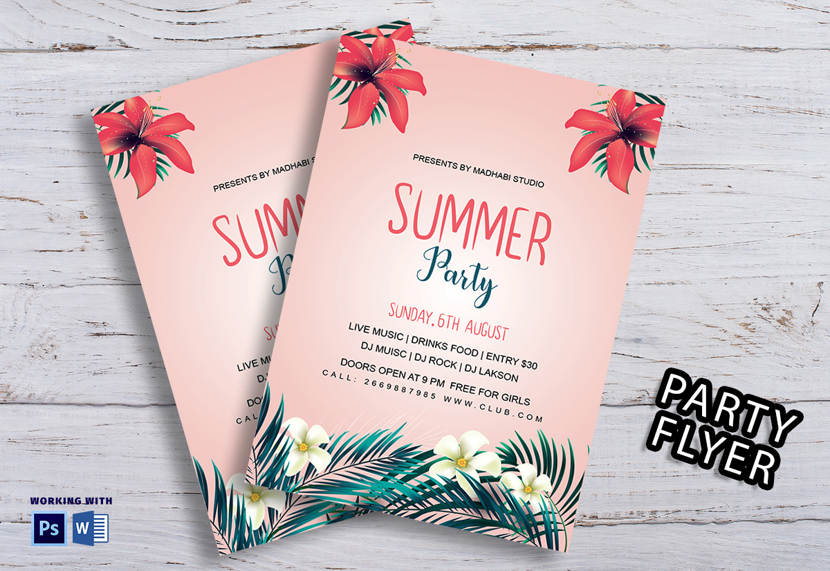 Summer Party Invitation / Flyer V2, a Flyer Template by Madhabi Studio