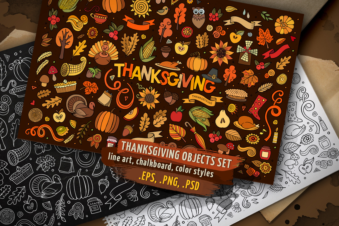 Thanksgiving Objects & Elements Set, an Object Graphic by BALABOLKA