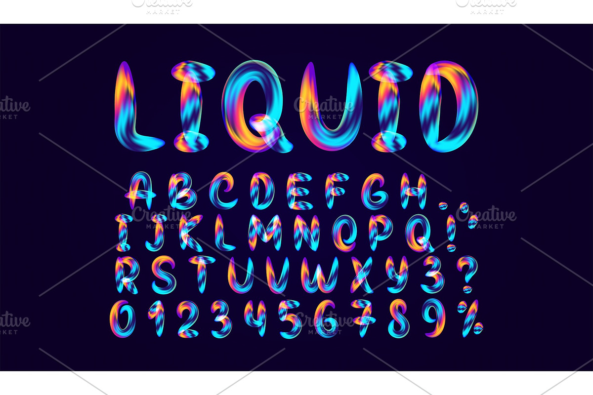 Fluid colored letter. Alphabet font of melting liquid., a Decorative ...