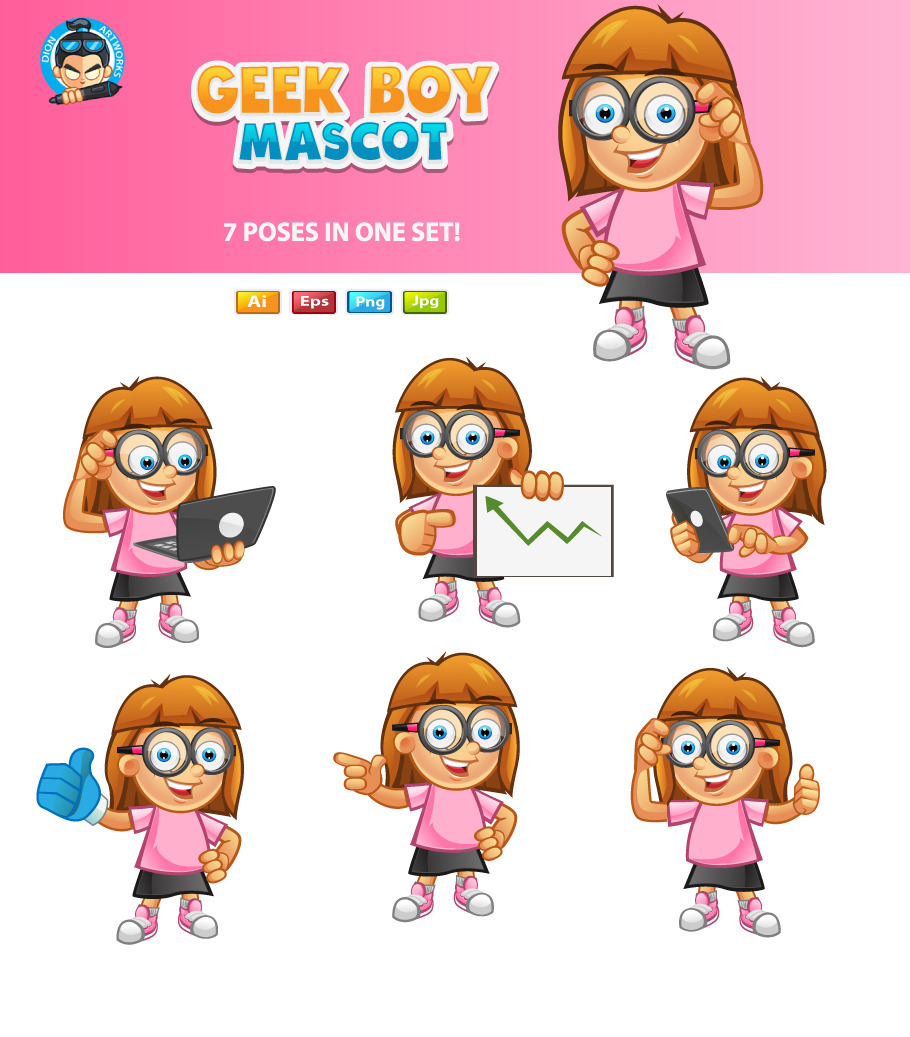 Geek Girl Mascot, a Technology Illustration by DionArtworks