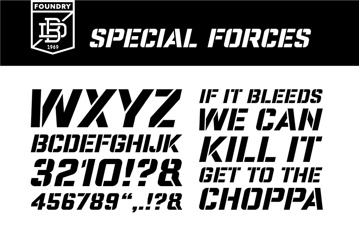Special Forces stencil font