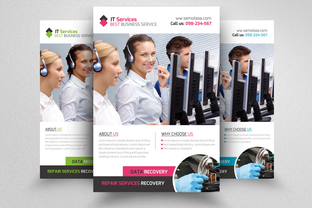 IT Service Flyer Template, a Flyer Template by Psd Templates