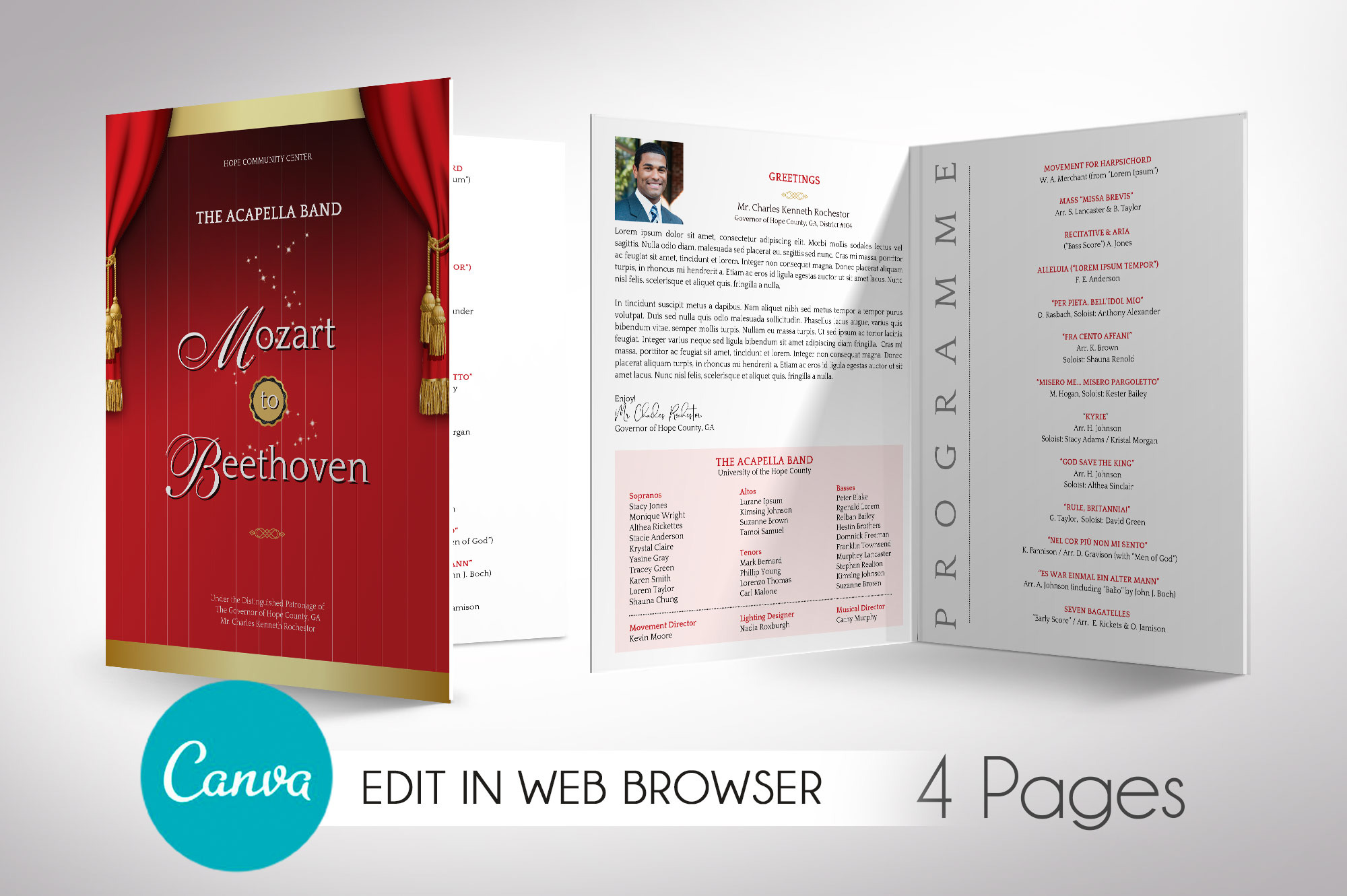 Musical Event Program Canva Large 4pgs