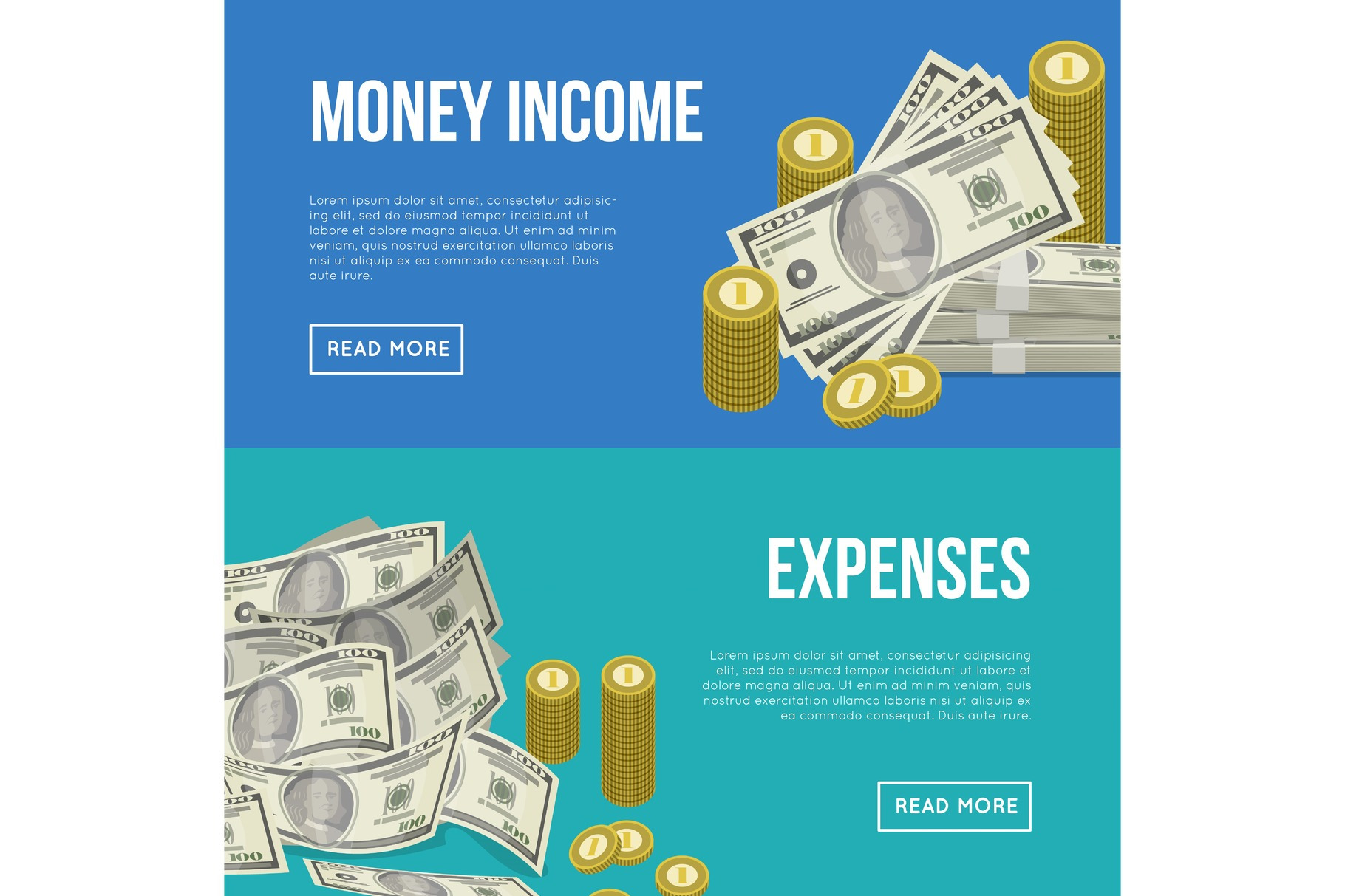 Money income flyers with paper banknotes, a Finance Illustration by ...