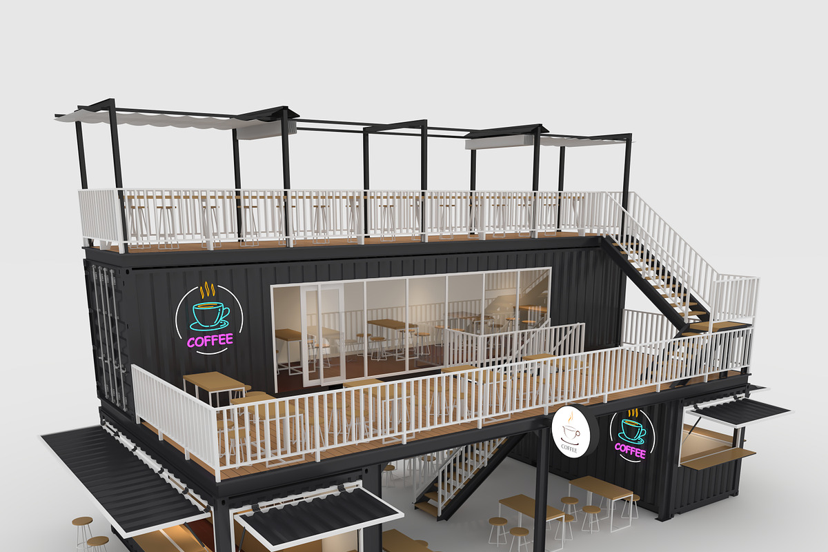 3D Model Container Cafe 2