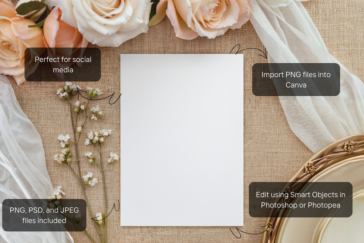 Vintage Gold Wedding Card Mockup, a Product Mockup by MockupWizard