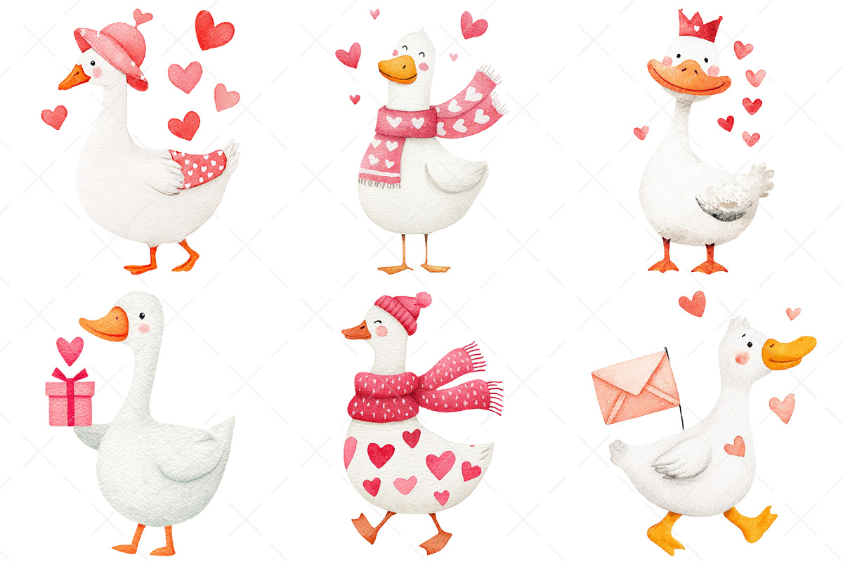 Valentine Silly Goose Clipart Png, an Illustration by Craft Nest