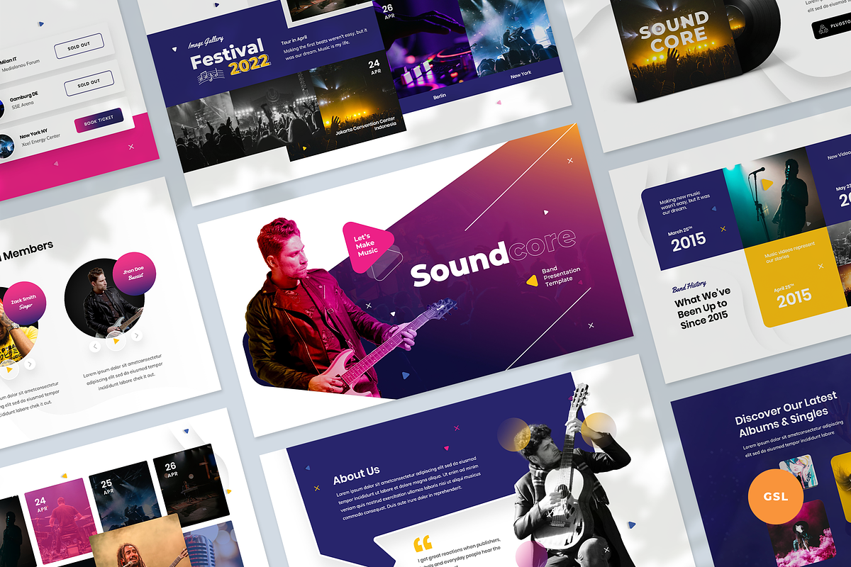 Music Band Google Slides Template, a Presentation Template by Graphue