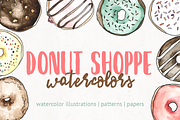 Donut Watercolor & Scrapbook Kit, a Food Illustration by plaidGecko