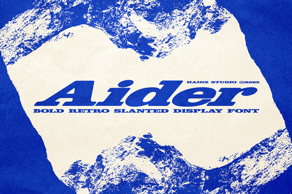 AIDER - Bold Retro Slanted Display, a Slab Serif Font by Hainz Studio