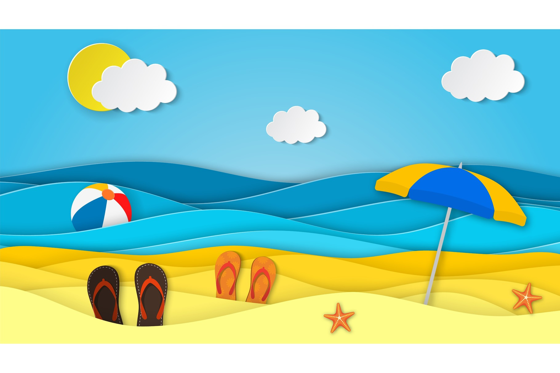 Sea landscape with beach, an Illustration by ModVector