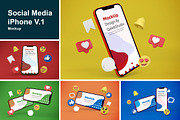Social Media iPhone V.1 Mockup | iPhone Mockups ~ Creative Market