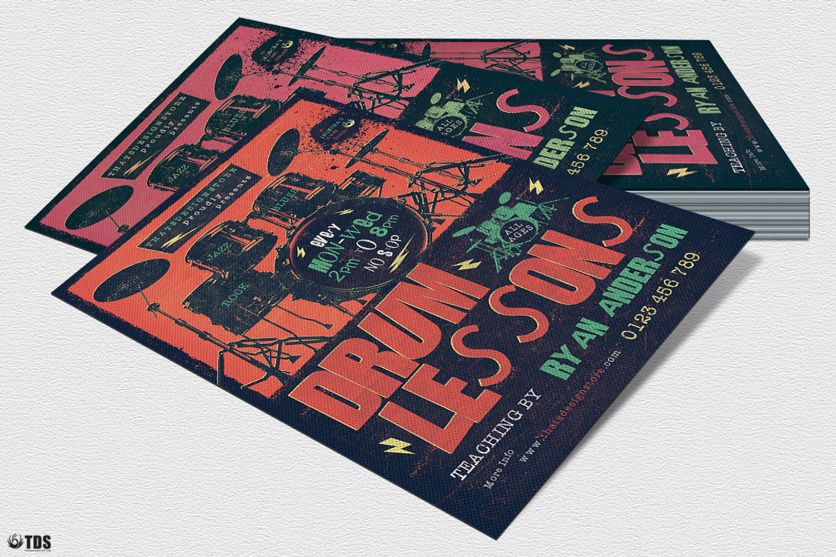 Drum Lessons Flyer PSD Design Template