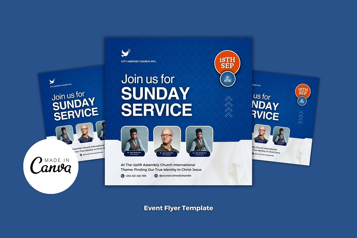 Sunday Service Church Canva Template, a Social Media Template by MK ...