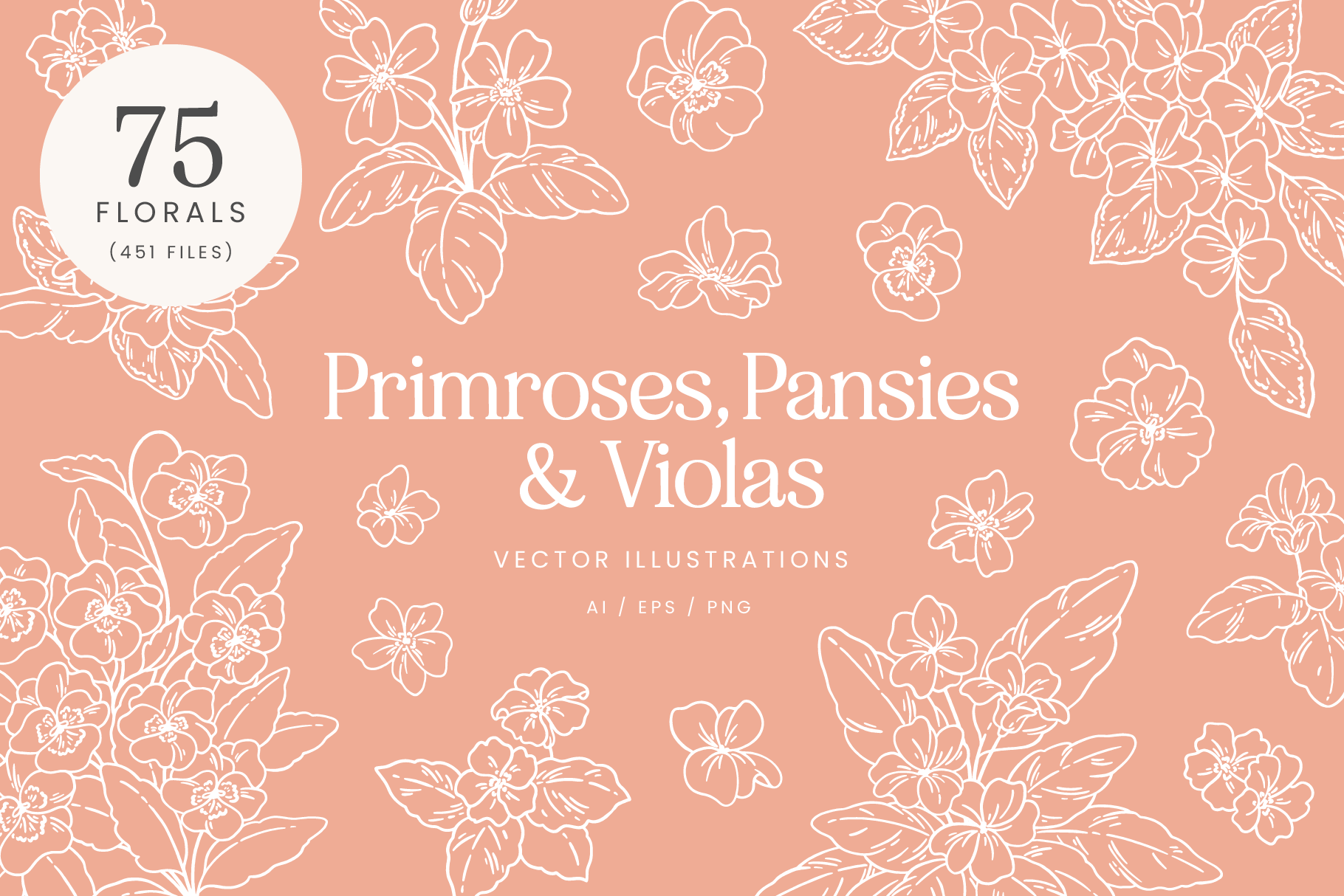Primrose & Pansy Vector Illustration, a Decorative Illustration by Emma ...