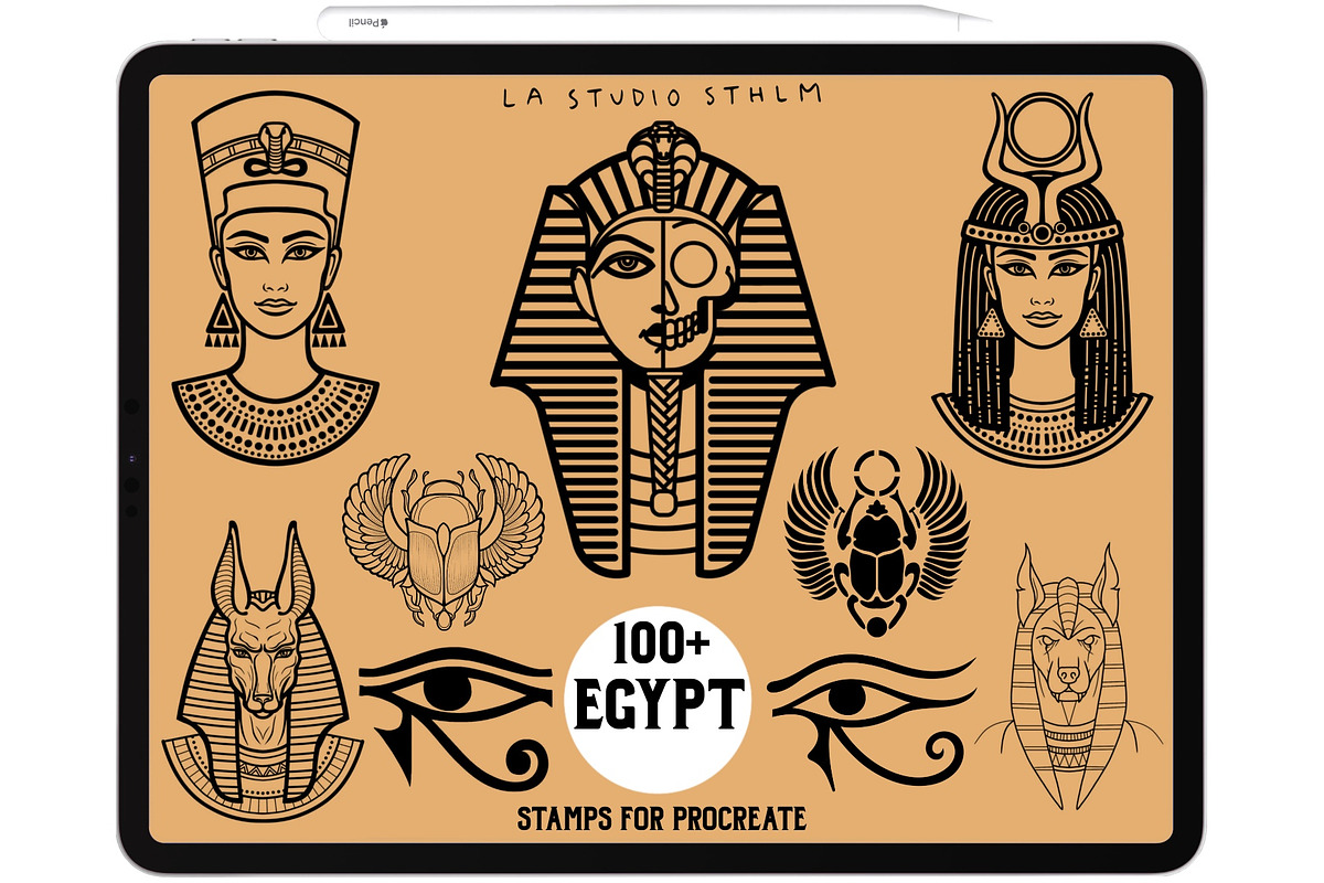 Egypt - Procreate Tattoo Stamp Set, a Brush Add-On by LA Studio Sthlm