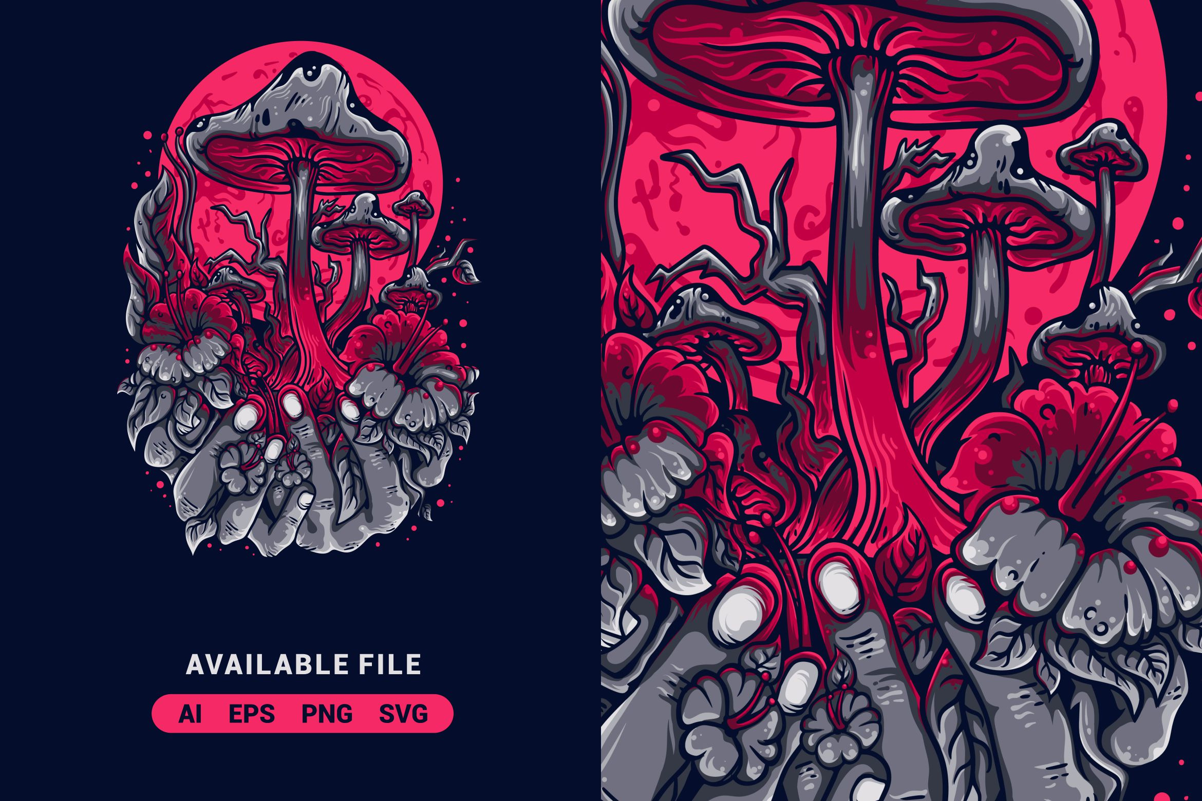 Mushroom Forest Vector Illustration